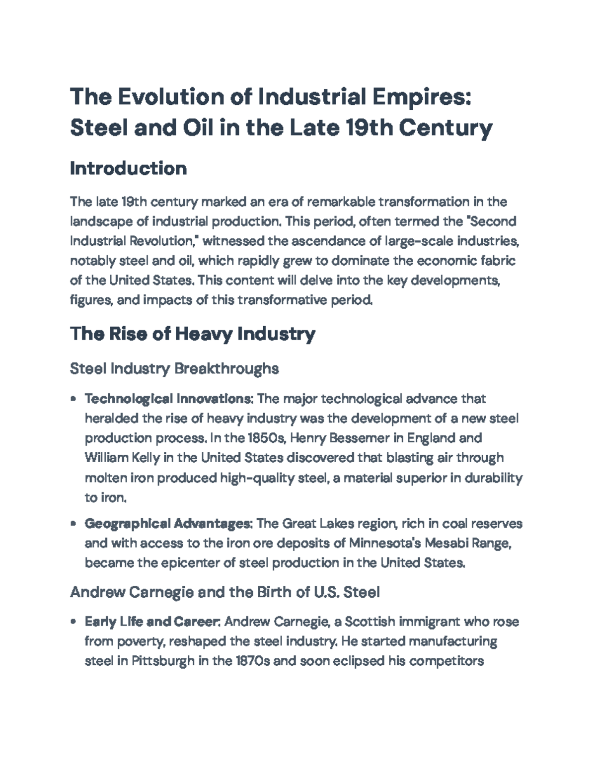 The Evolution of Industrial Empires: Steel & Oil in the 19th Century ...