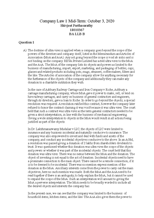 Company law Full Notes - Notes on Company Law - Studocu