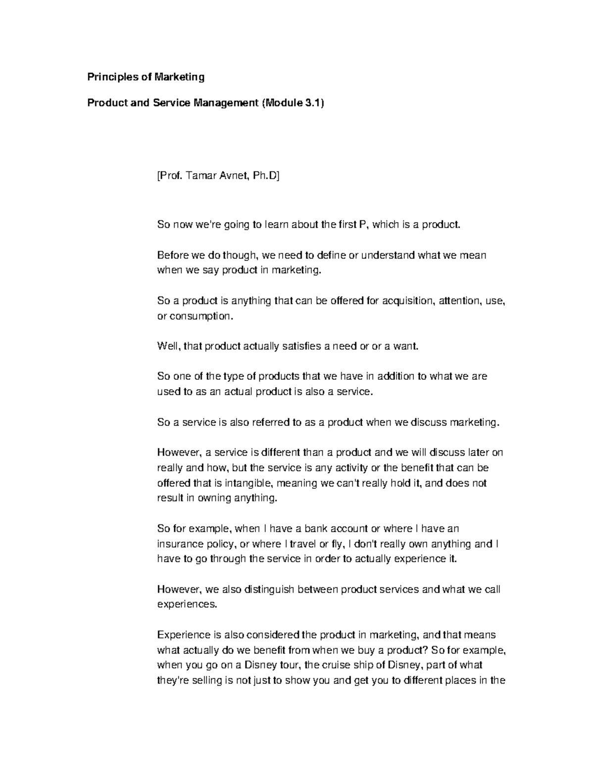 Principles of Marketing: Product & Service Management Overview (Module ...