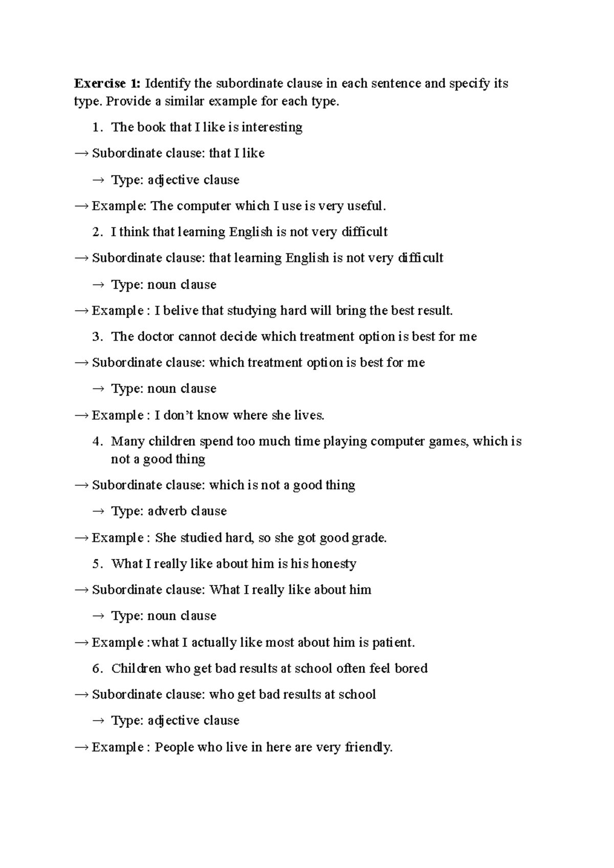 M2-L2: Subordinate Clause Identification & Examples - Studocu