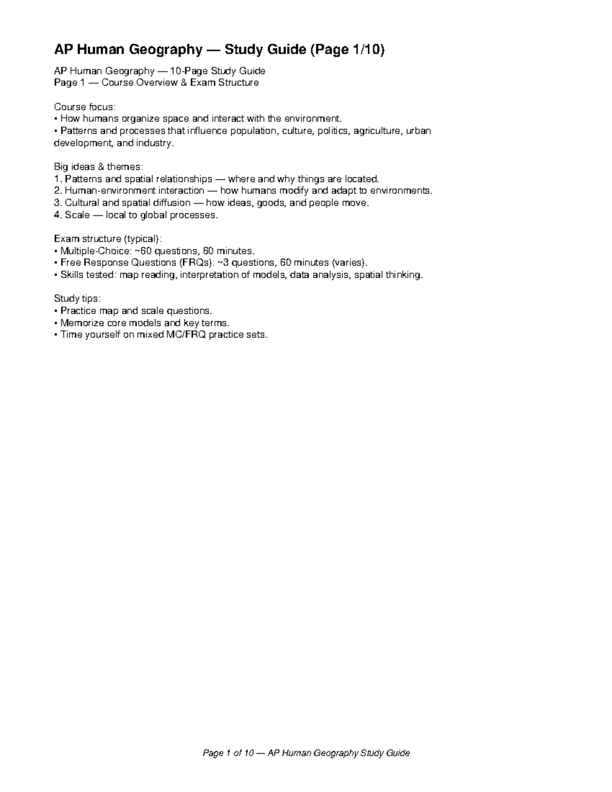 AP Human Geography Study Guide: Key Concepts & Exam Tips - Studocu