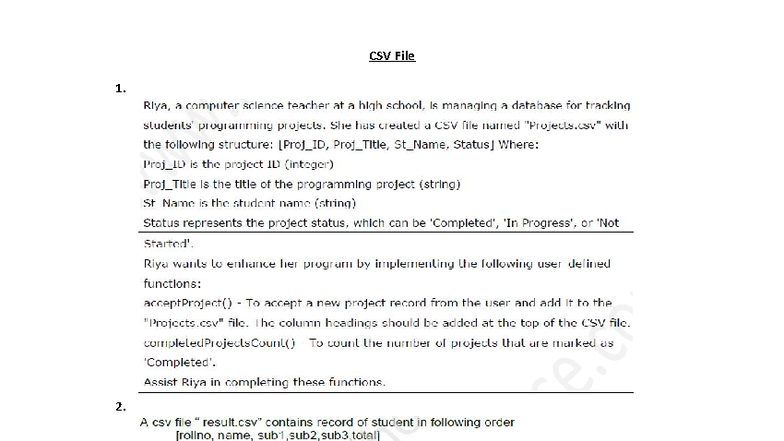 Python Functions for File Handling - Class 12 Worksheet - Studocu