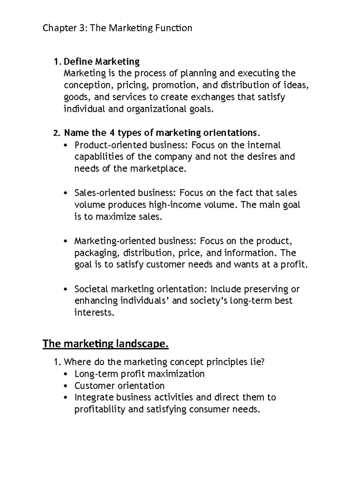 Chapter 3: Understanding the Marketing Function and Its Dynamics - Studocu