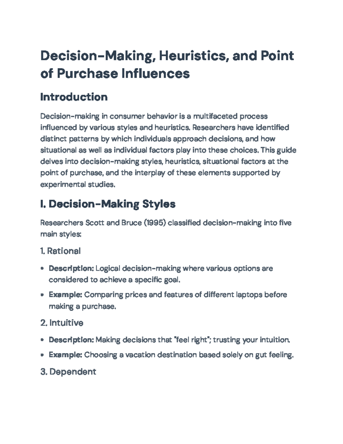 Decision-Making Styles and Heuristics in Consumer Behavior: Insights ...
