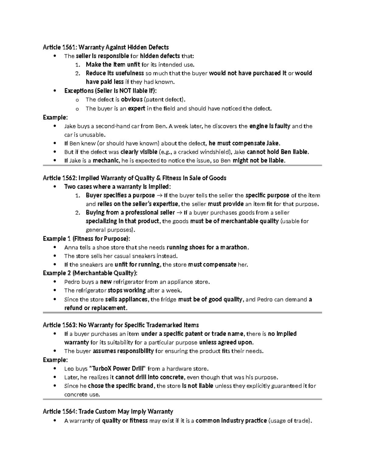Article 1561-1570 - DON'T RELY TOO MUCH ON THIS - Article 1561 ...