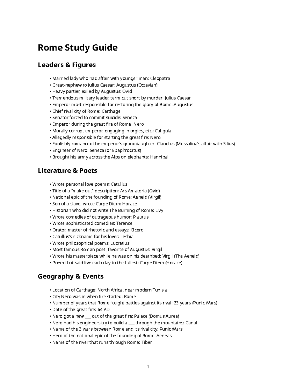 Rome Study Guide: Key Figures and Events in Ancient History - Studocu