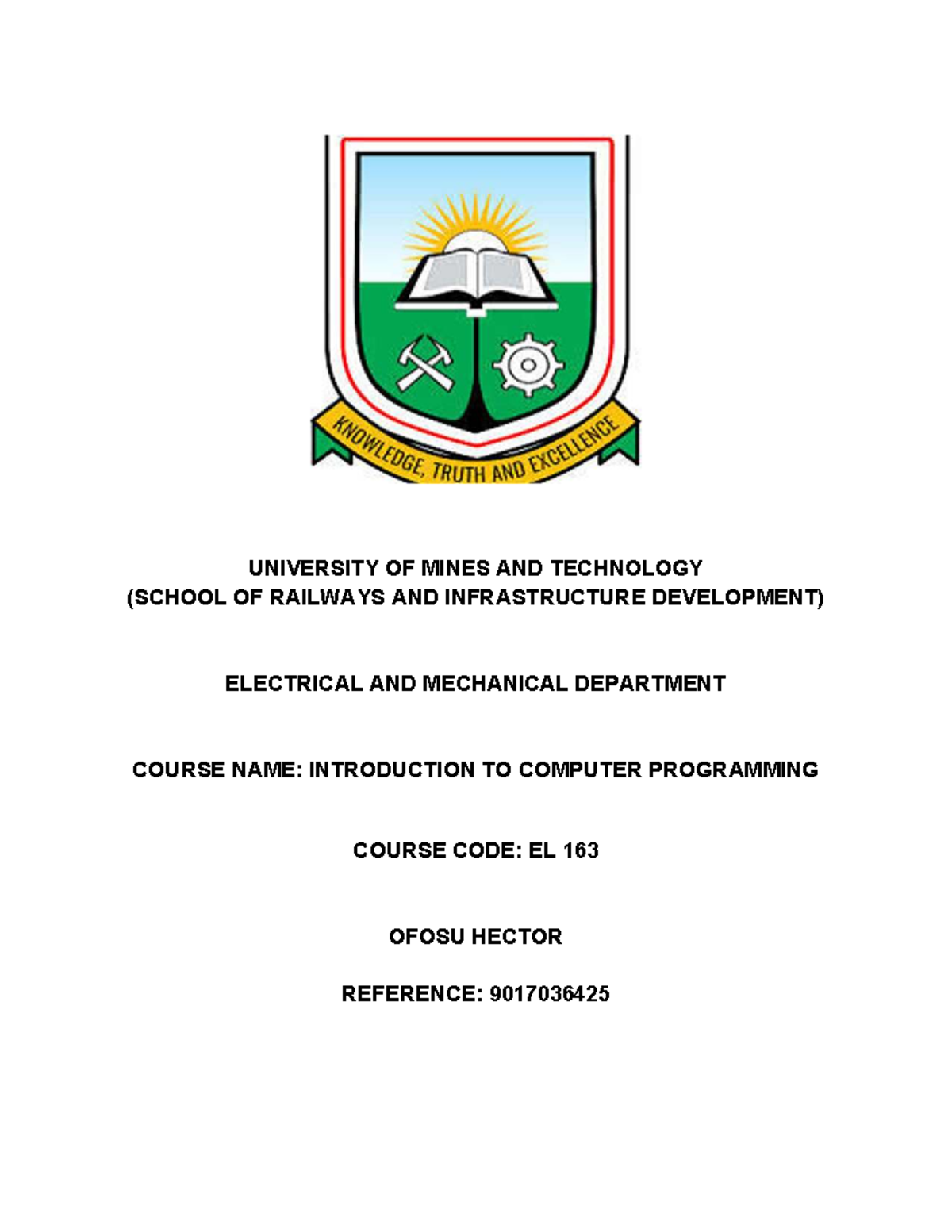 EL 163: Assignment 3 - Data Types and Variable Scope in Programming - Studocu