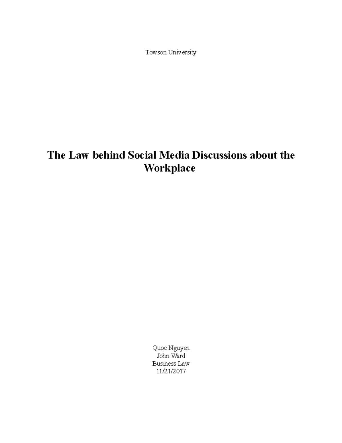 Business Law Case Study: Social Media's Impact on Workplace Rights ...