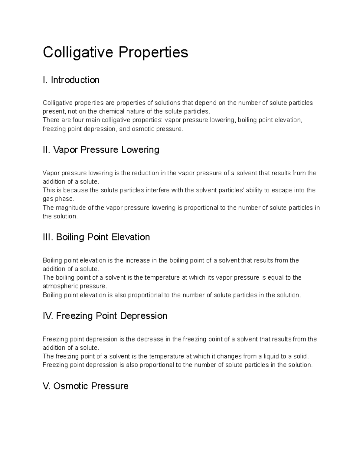 General Chemistry I (CHM-1010) Lecture 26 - Colligative Properties ...