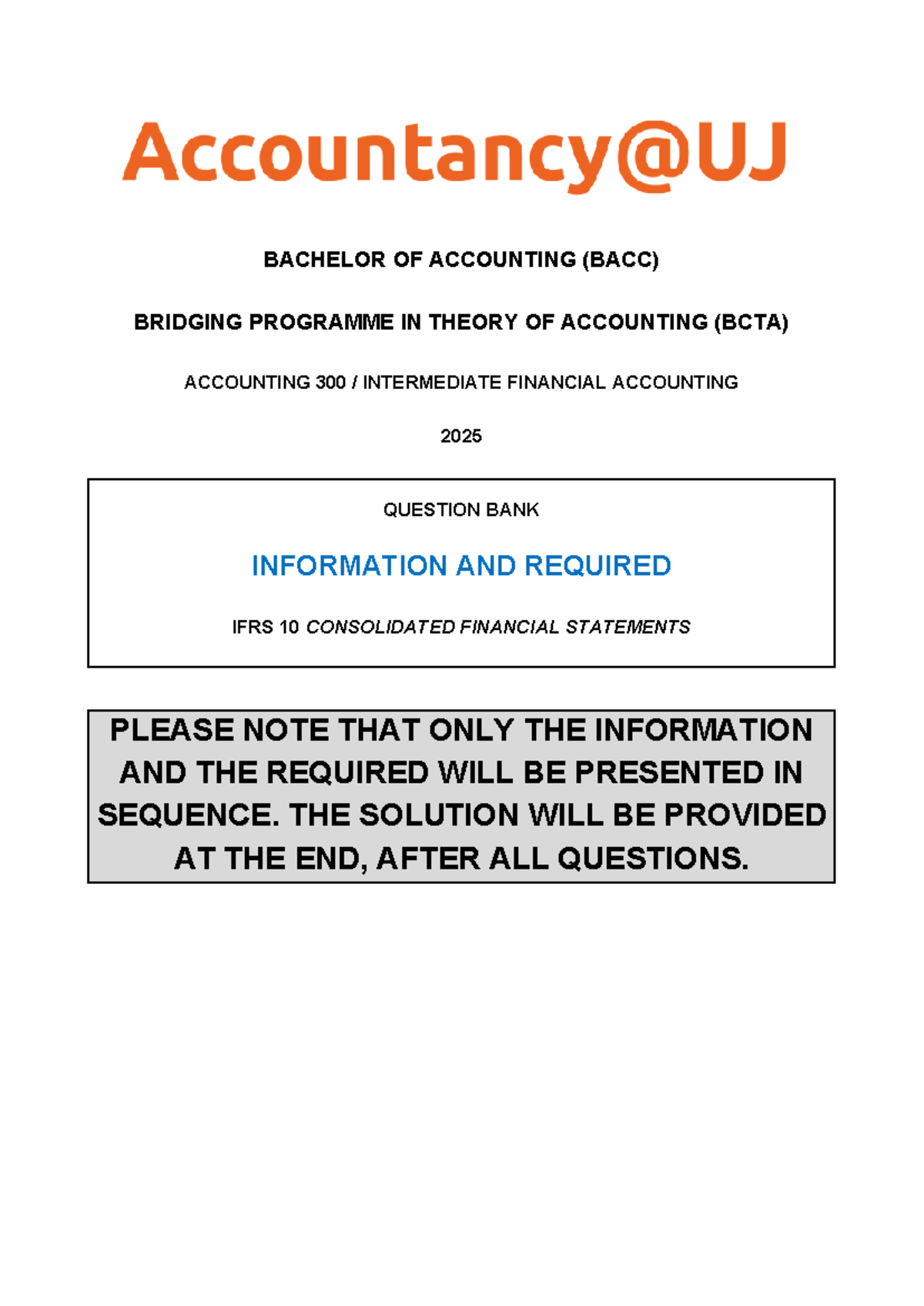 BACC BCTA Accounting 300 Intermediate Financial Accounting 2025 ...