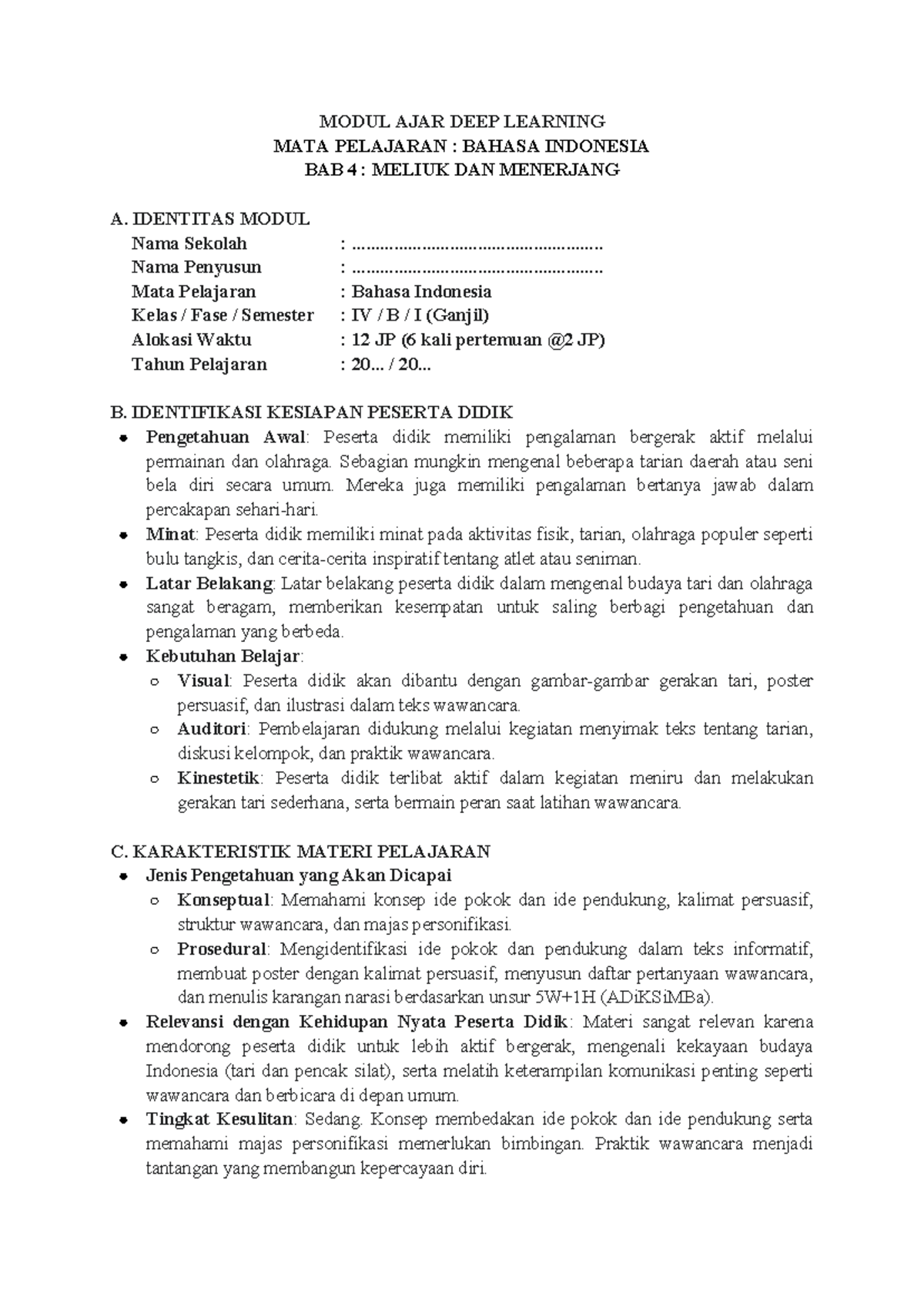 MODUL AJAR DEEP LEARNING BAHASA INDONESIA BAB 4: MELIUK & MENERJANG ...