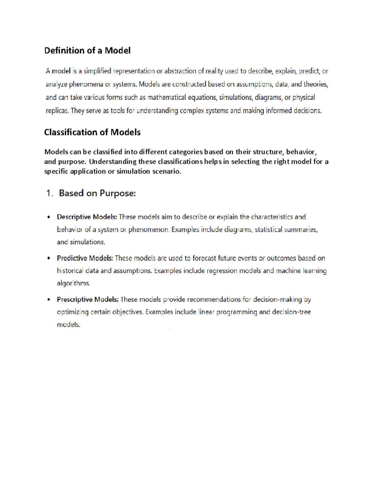 Modeling and Simulation 2: Classifications and Key Differences - Studocu
