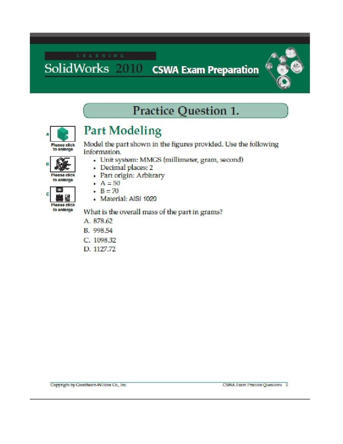CSWA Exam Prep: SolidWorks 2010 Part Modeling Practice Questions - Studocu