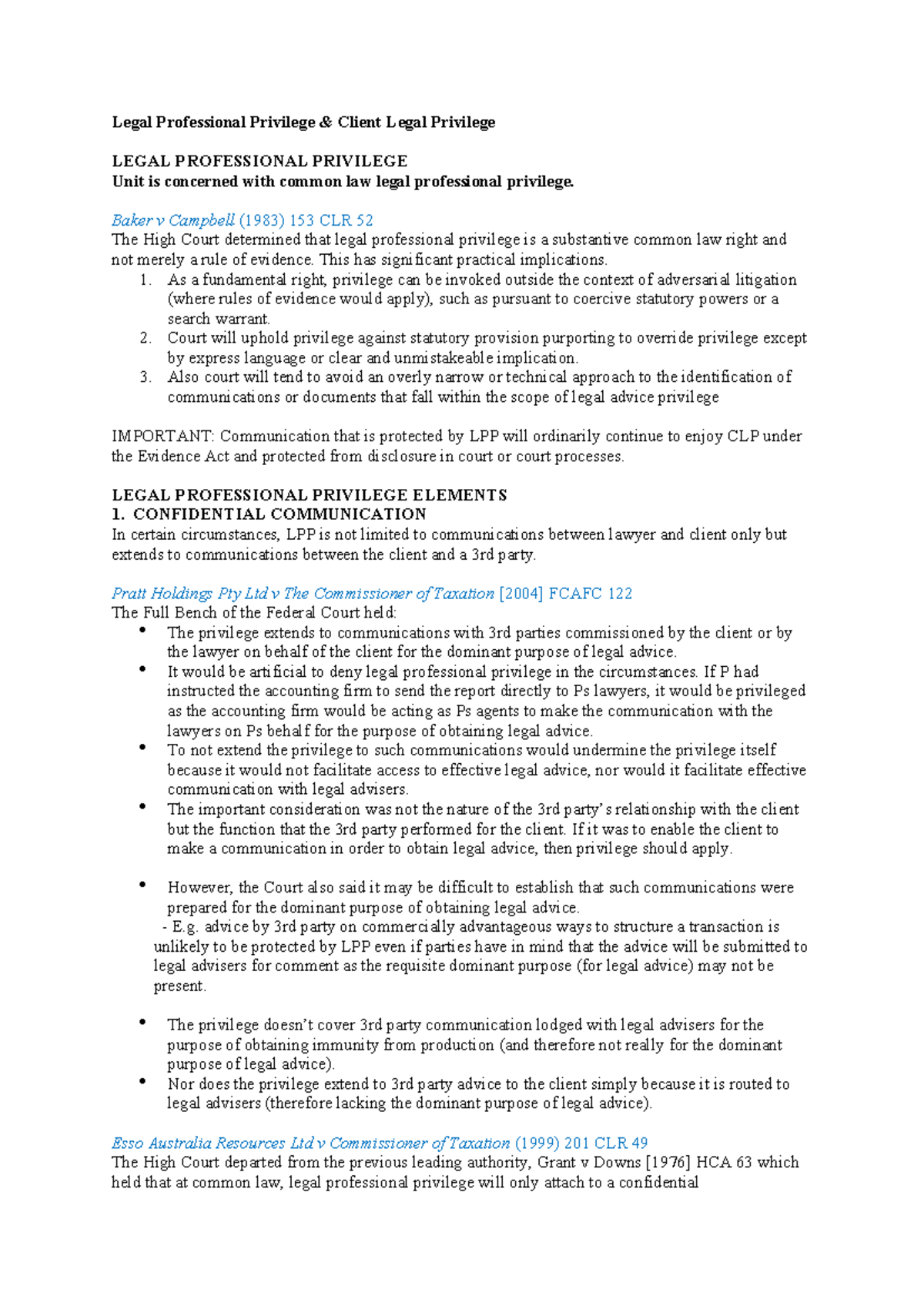 Legal Professional Privilege & Client Legal Privilege Case Laws (LPP ...