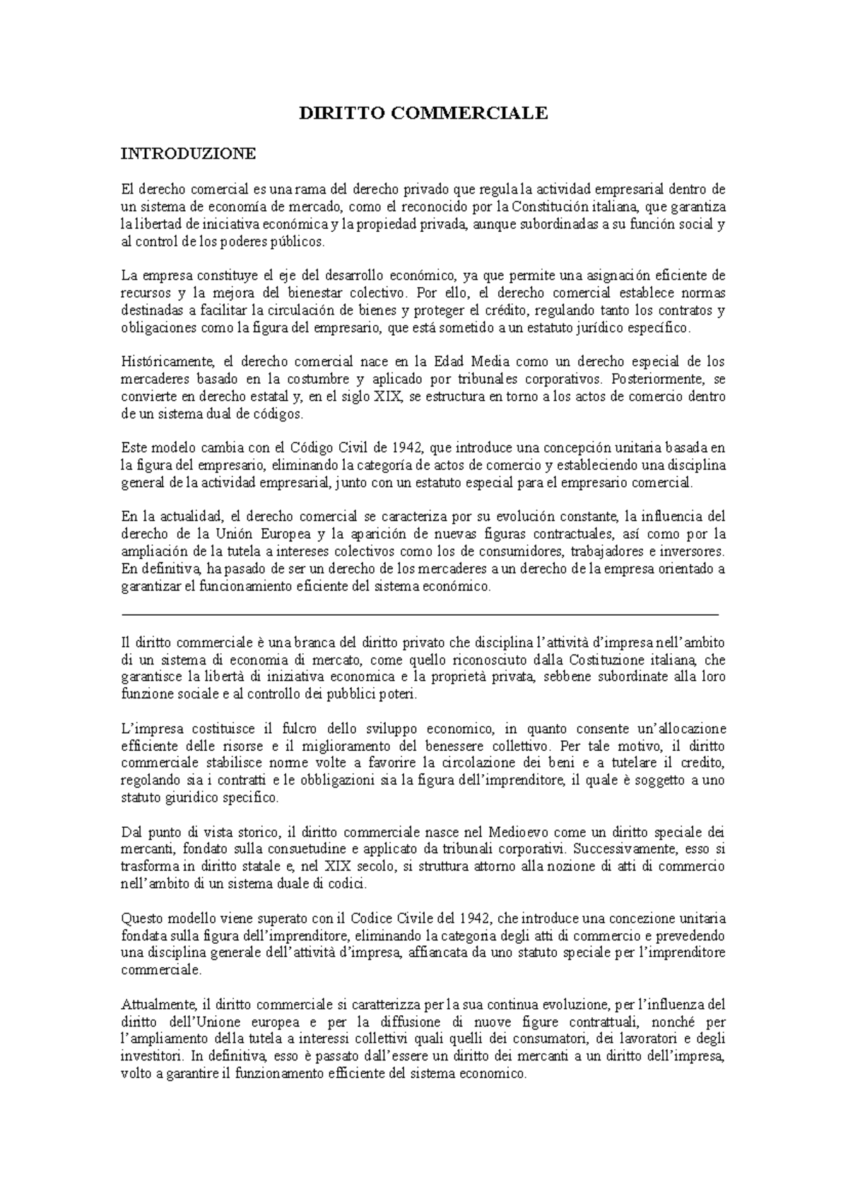 Apuntes de Derecho Comercial - Introducción y Capítulos 1-8 - Studocu