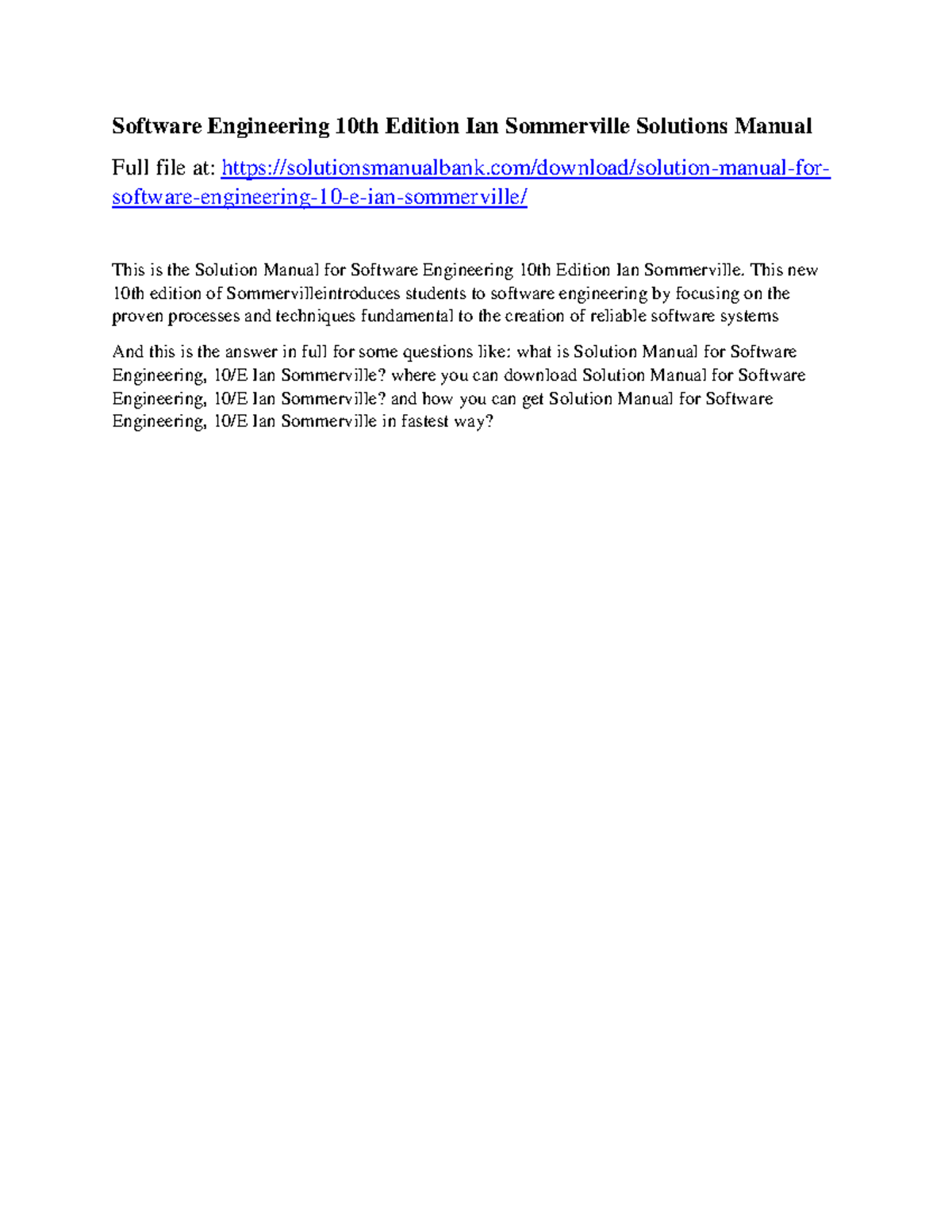 370039942 Software Engineering 10th Edition Ian Sommerville Solutions ...