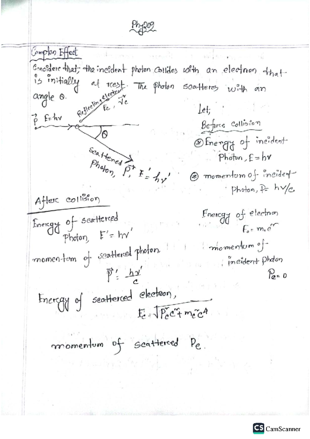PHY209 Compton Effect: Principles of Photon-Electron Interaction - Studocu