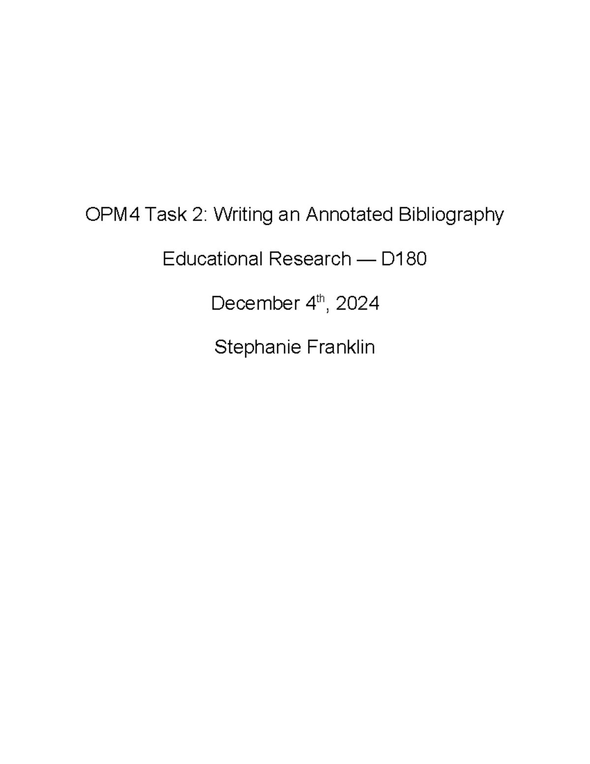 OPM4 Task 2: Annotated Bibliography on Self-Regulation Skills - Studocu