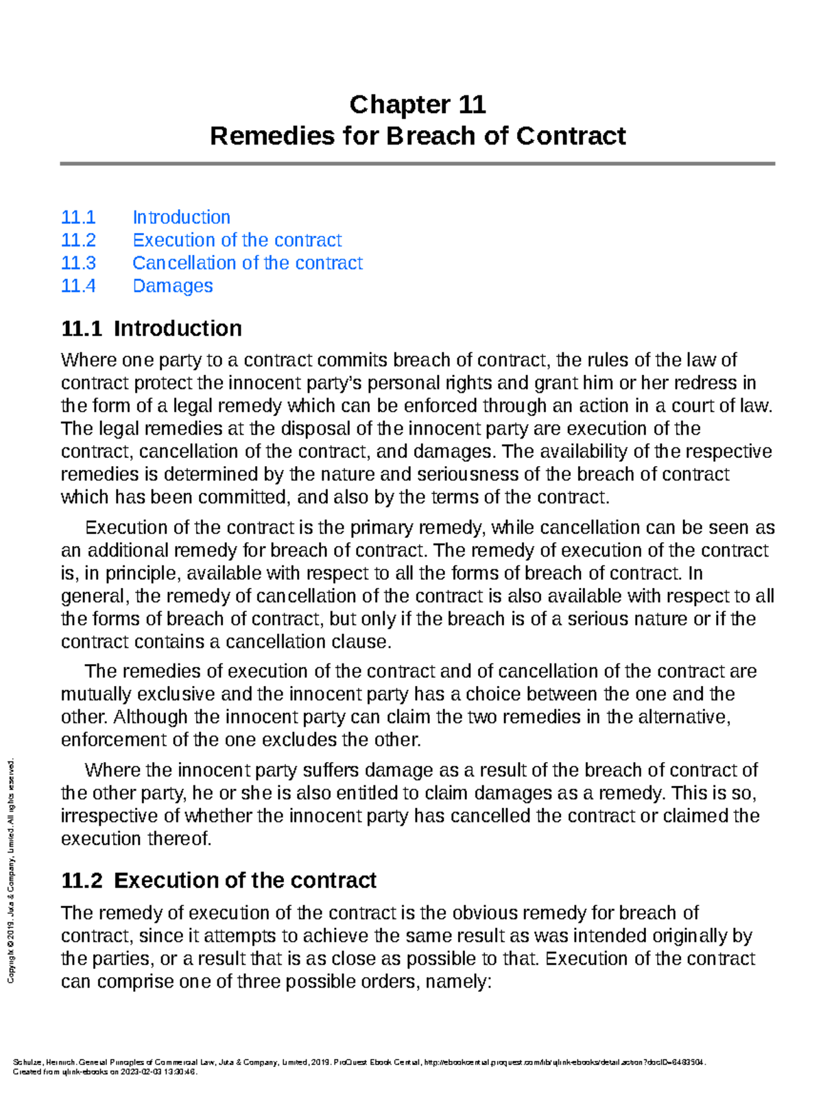 Chapter 11 - Remedies for Breach of Contract - 11. 11. 11. 11. Chapter ...