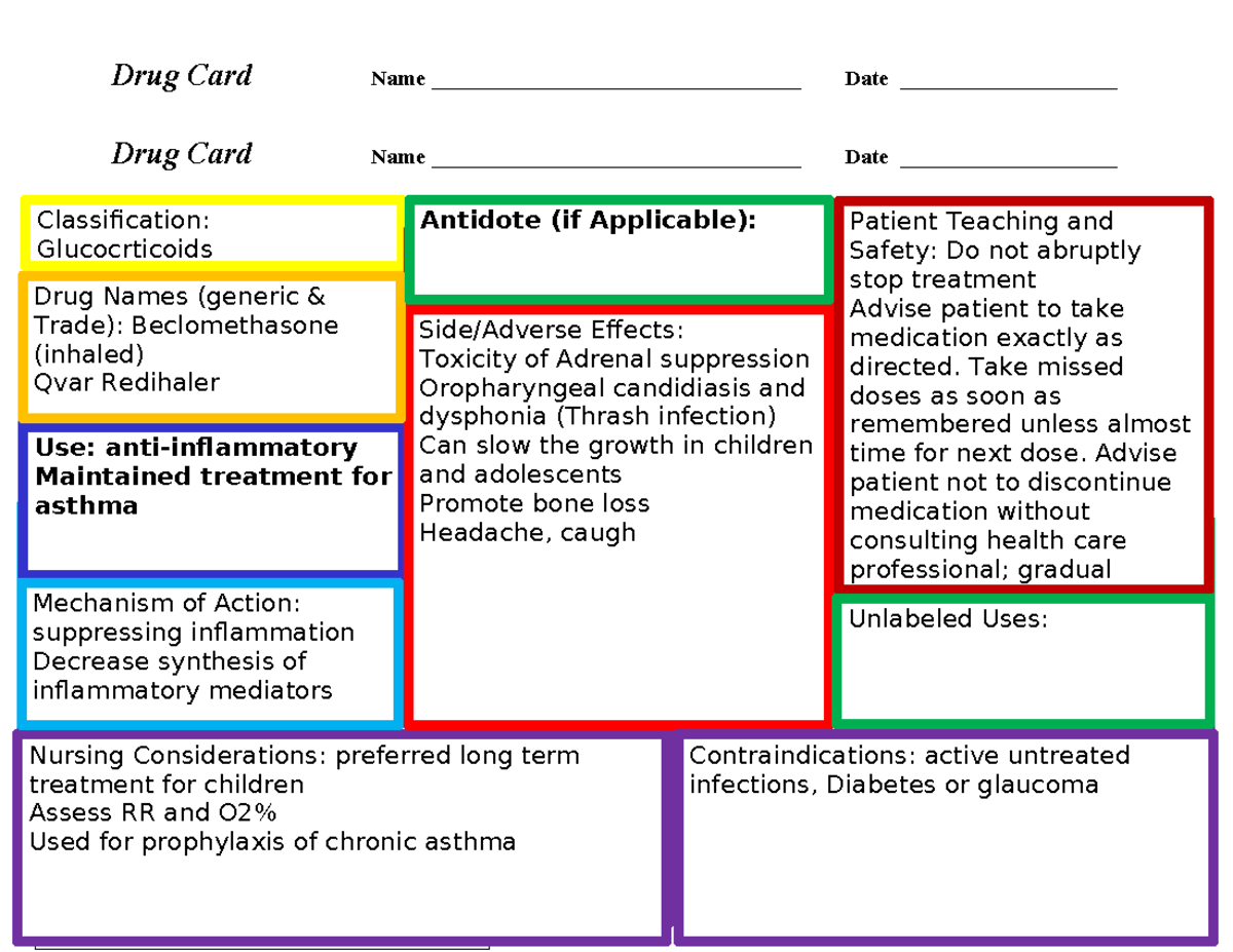 DC WEEK 4 R AND GI - drug card to help students with GI disorders ...