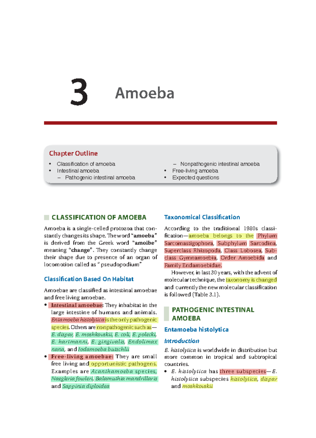 Amoebae Classification and Pathogenesis: Reviewer Notes for BIO 201 ...