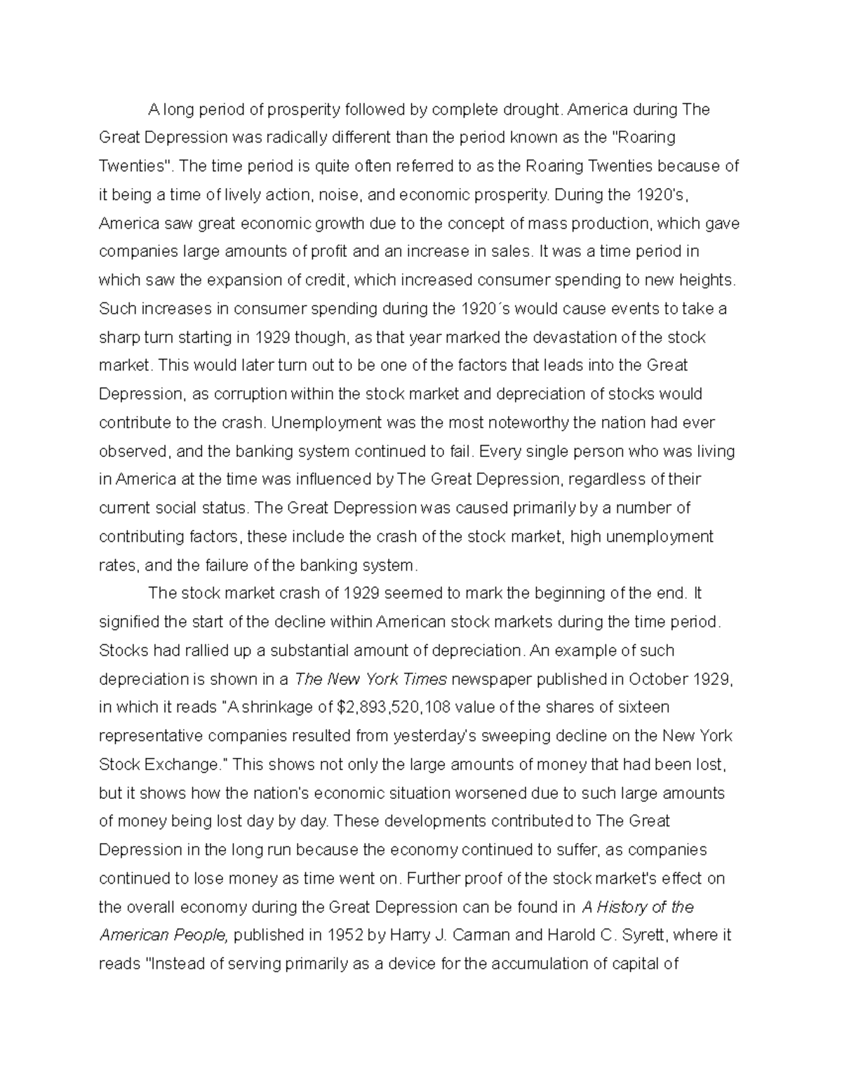 What Caused The Great Depression DBQ Essay - A long period of ...