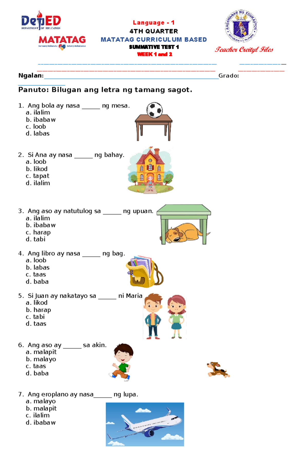 Language (week1n2) - any - Language - 1 4TH QUARTER MATATAG CURRICULUM ...