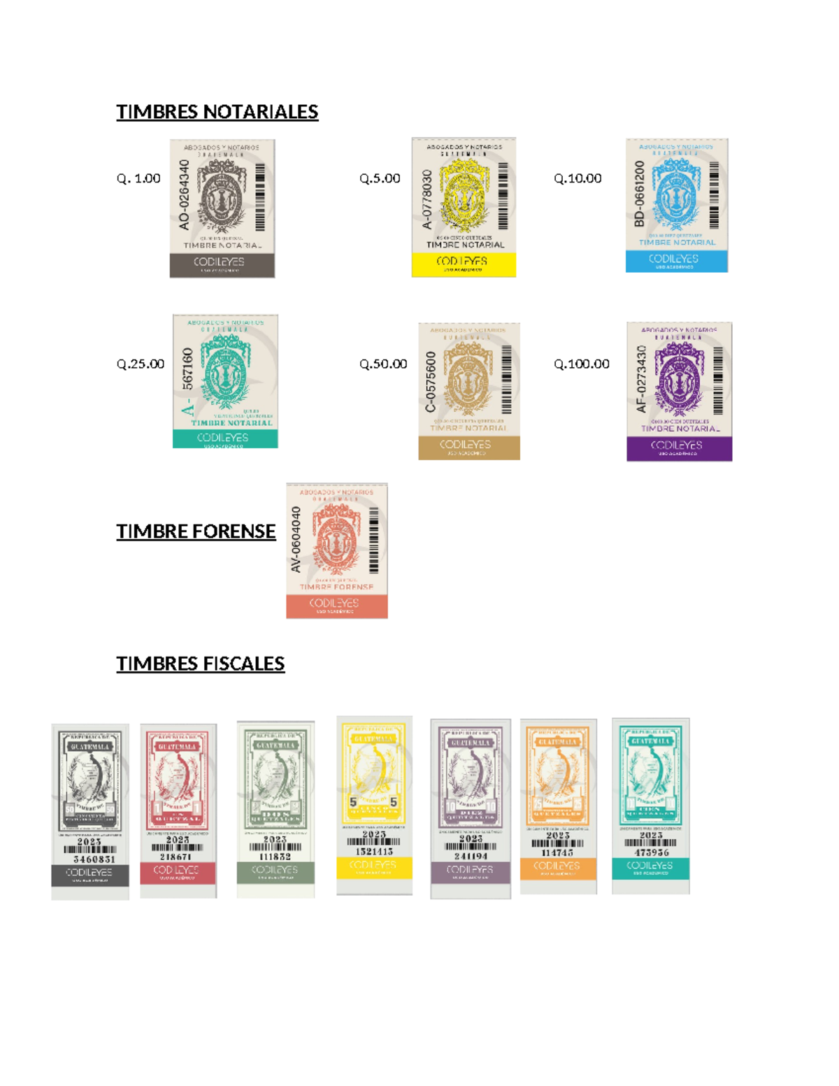 Timbres Notariales, Fiscales Y Forense Académicos - Derecho Notarial ...