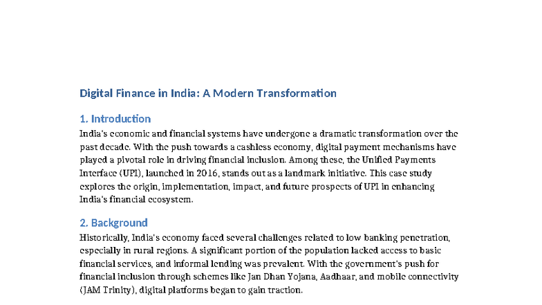 1AM24AI061 Case Study: UPI's Role in India's Digital Finance ...