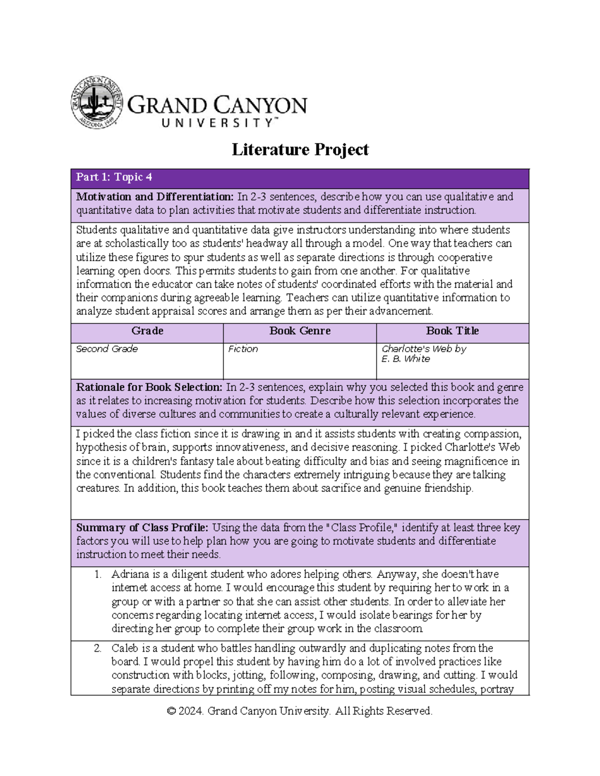 REA-305 Literature Project: Part 1 - Motivation and Instruction ...