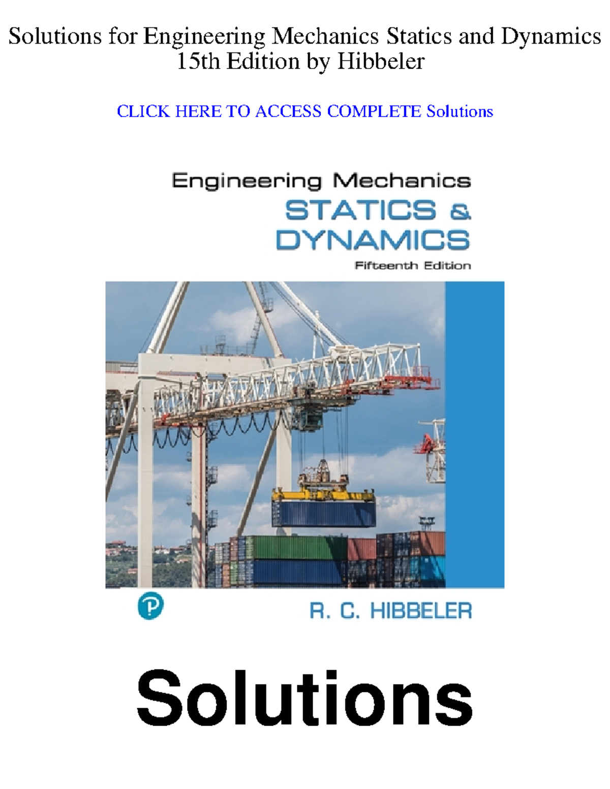 9780134780955 - Engineering Mechanics: Statics & Dynamics Solutions - Studocu