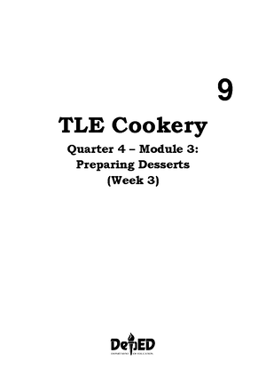 4 Q4 Cookery - N/A - 9 TLE Cookery Quarter 4 – Module 4 : Prepare and ...