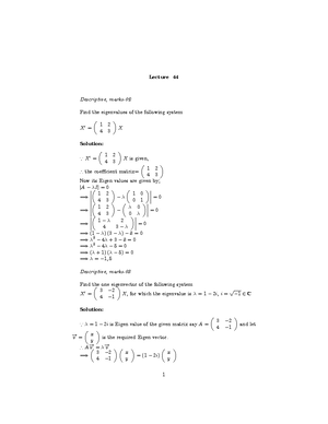 differential Equation - MTH 401 Lecture No. 3 Exercise Question No. 01 Question No. Solve the ...