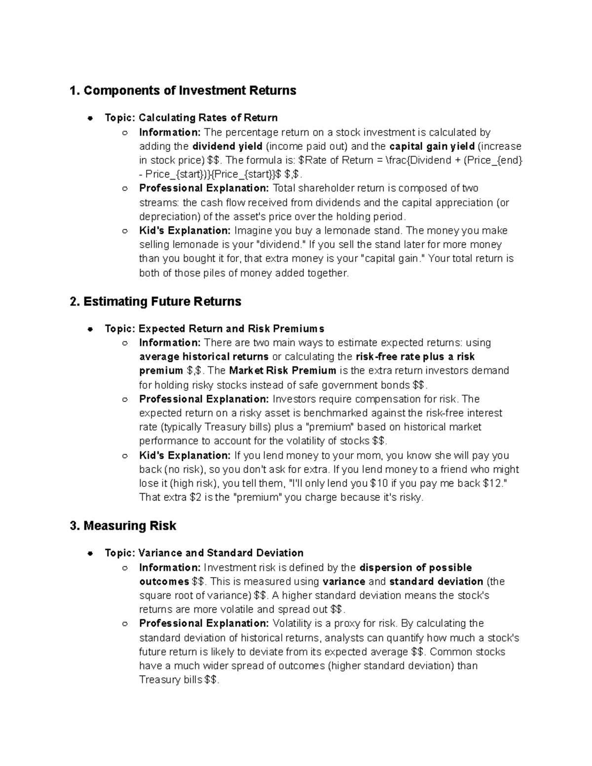 Chapter 11 - Investment Returns & Risk Analysis Study Notes - Studocu