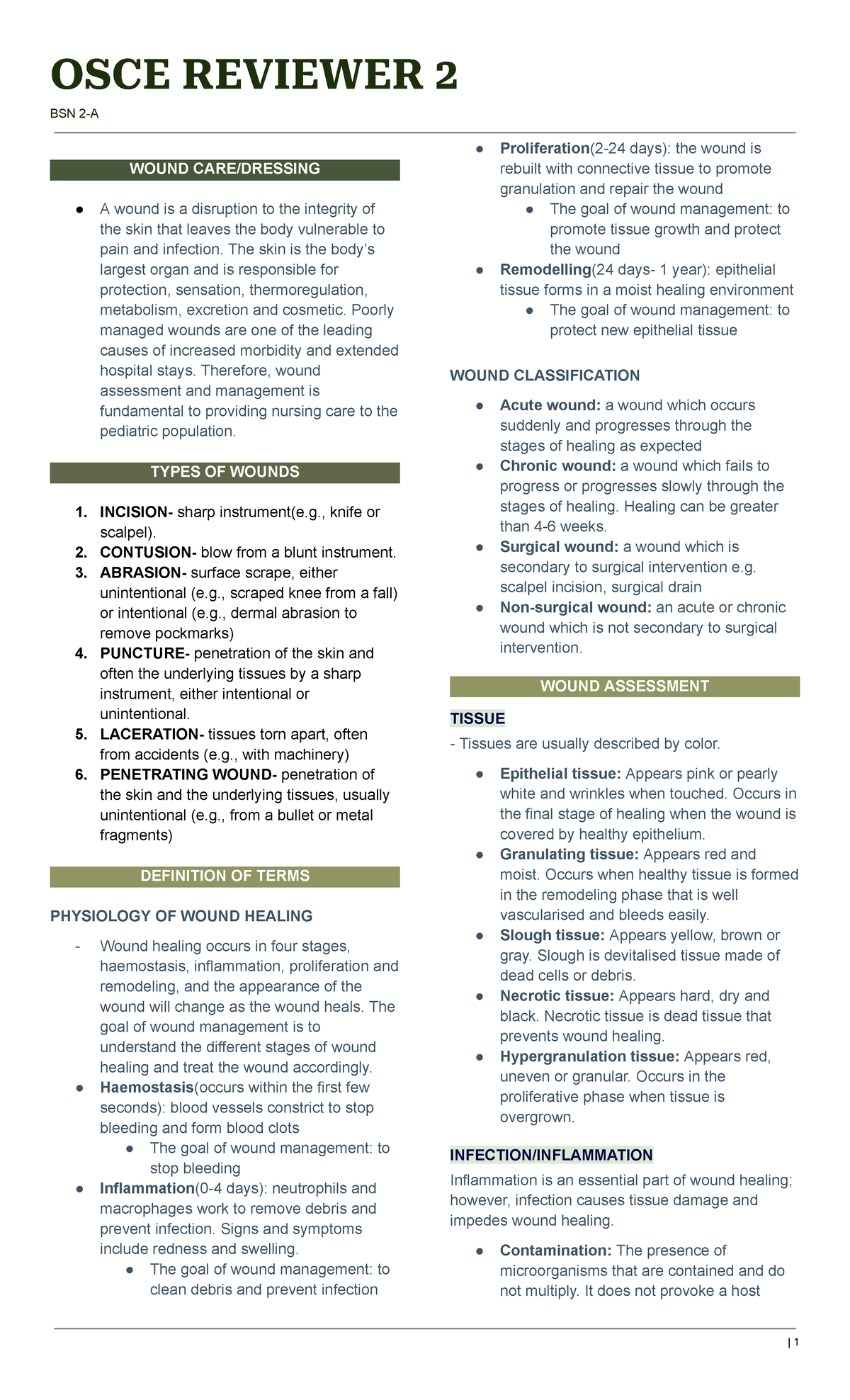 WOUND CARE & MANAGEMENT FOR PEDIATRIC NURSING - OSCE-2 - Studocu