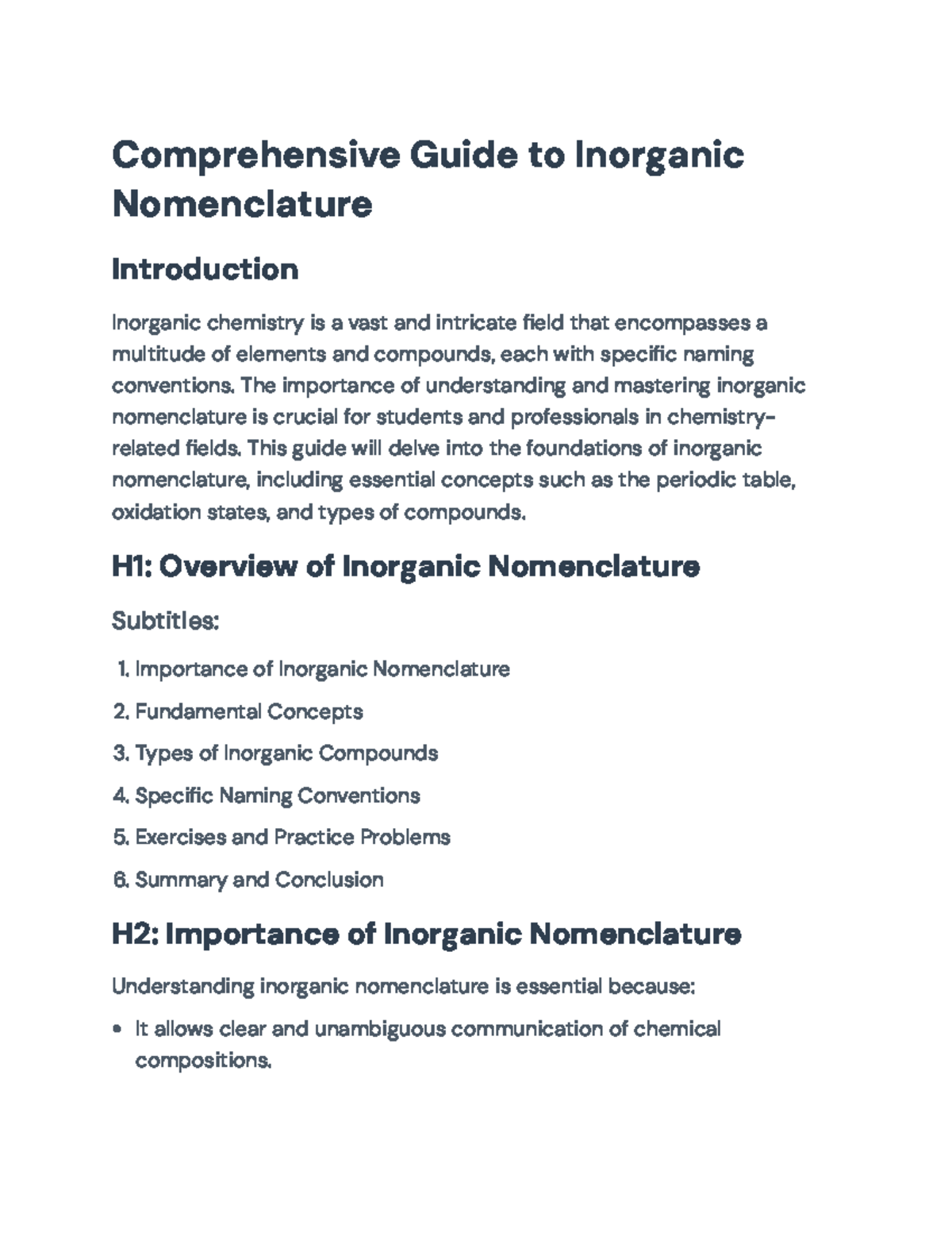 Comprehensive Guide to Inorganic Nomenclature - Chemistry 101 ...