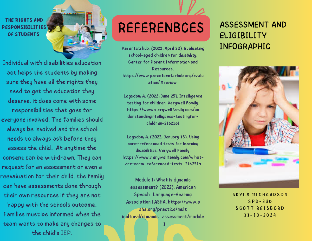 SPED-330 Assessment and Eligibility: Key Points Infographic - Studocu