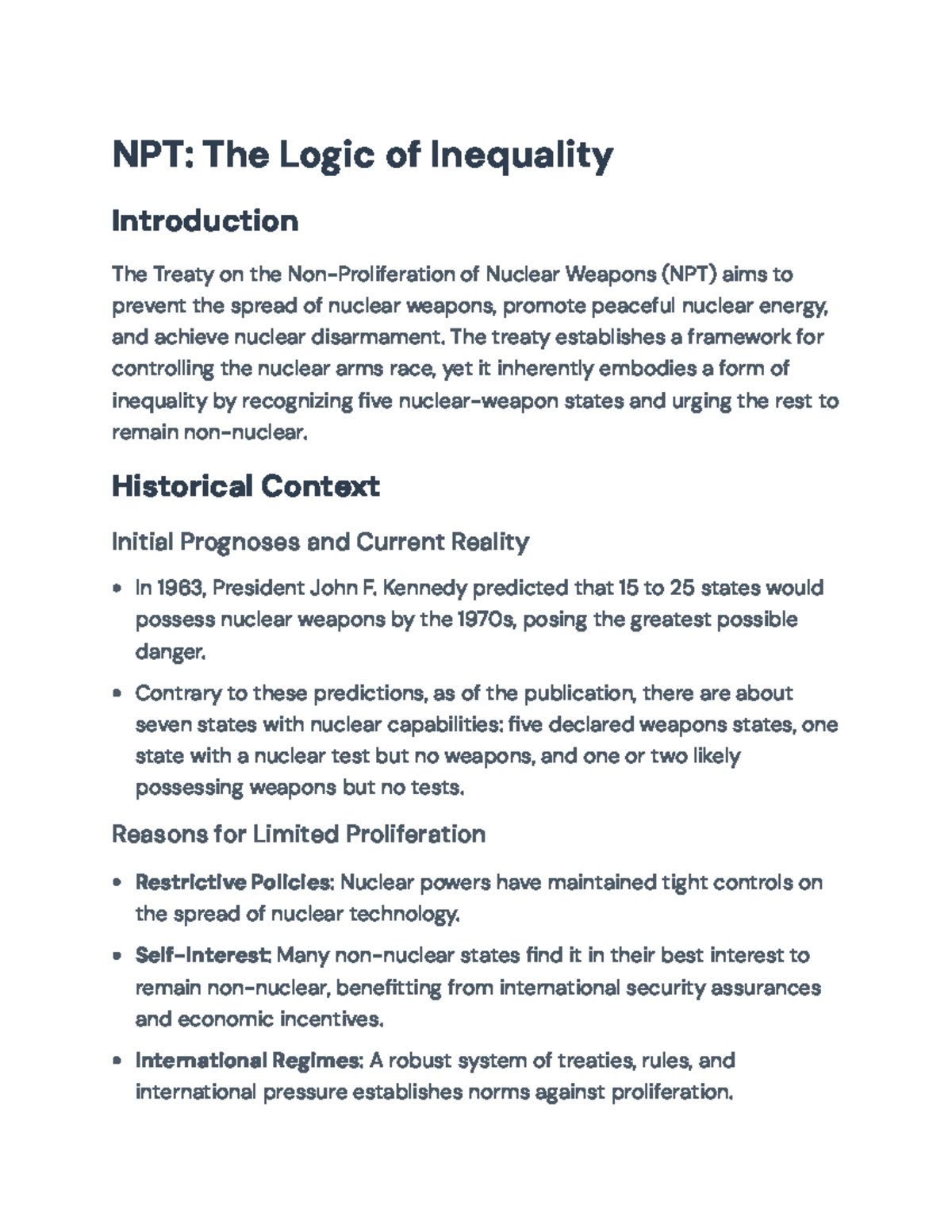 NPT: Understanding the Logic and Inequality in Nuclear Nonproliferation ...