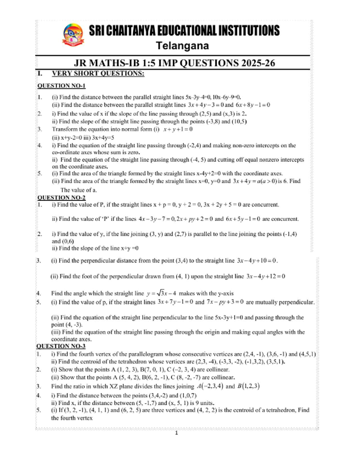 JR. Maths-IB VSAQ's: Important Questions and Solutions - Studocu