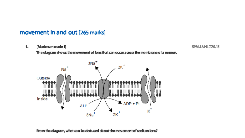 Movement of Ions and Molecules Across Cell Membranes - SPM.1A.HL.TZ0.15 ...