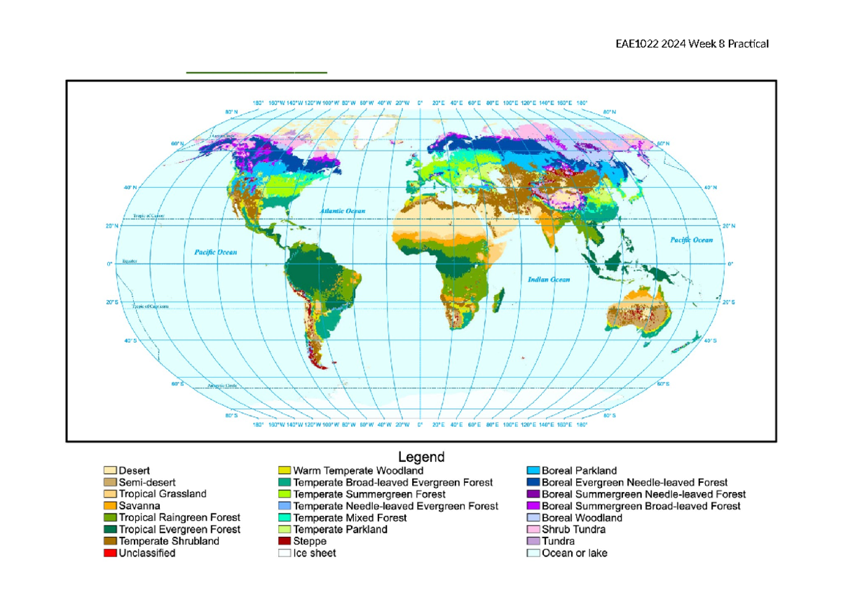 Prac biome map week 4 - EAE 1011 - EAE1022 2024 Week 8 Practical ...