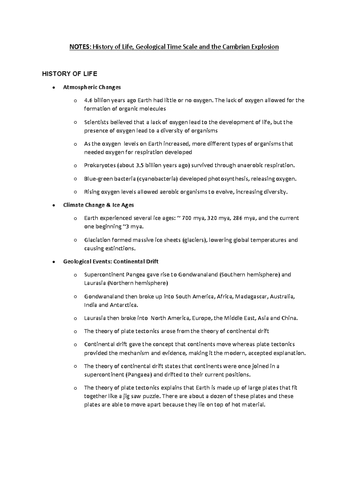 HIS 101: Notes on Geological Time Scale & Cambrian Explosion - Studocu