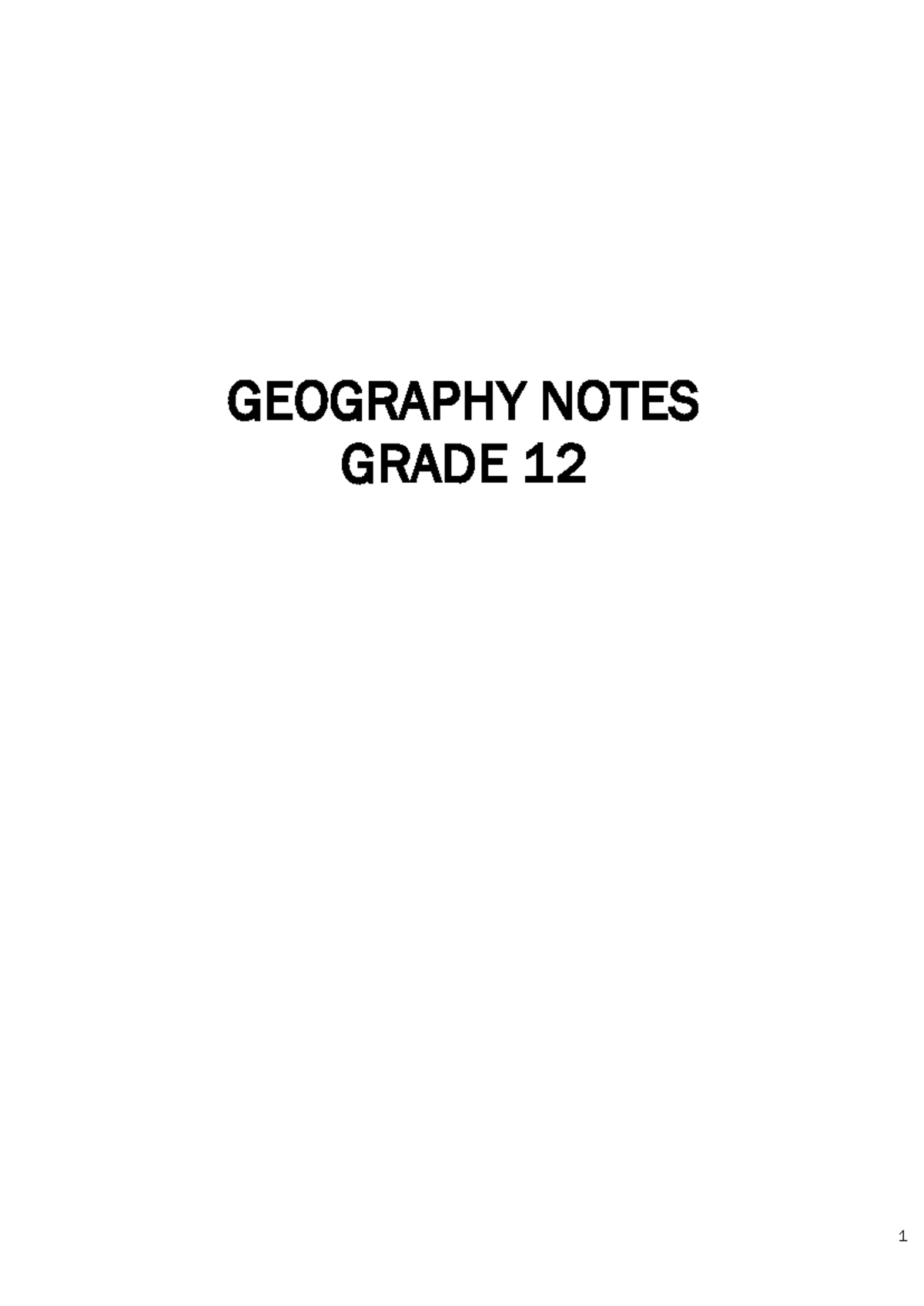 Geography Grade 12 Notes - GEOGRAPHY NOTES GRADE 12 Key concepts ...