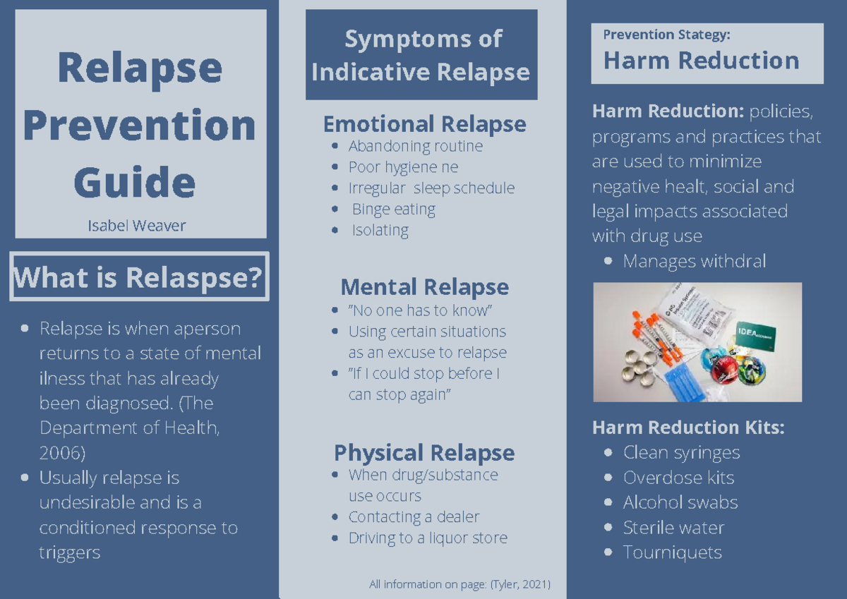 Relapse Prevention Guide 2 - (The Department of Health, 2006) Usually relapse is undesirable and ...