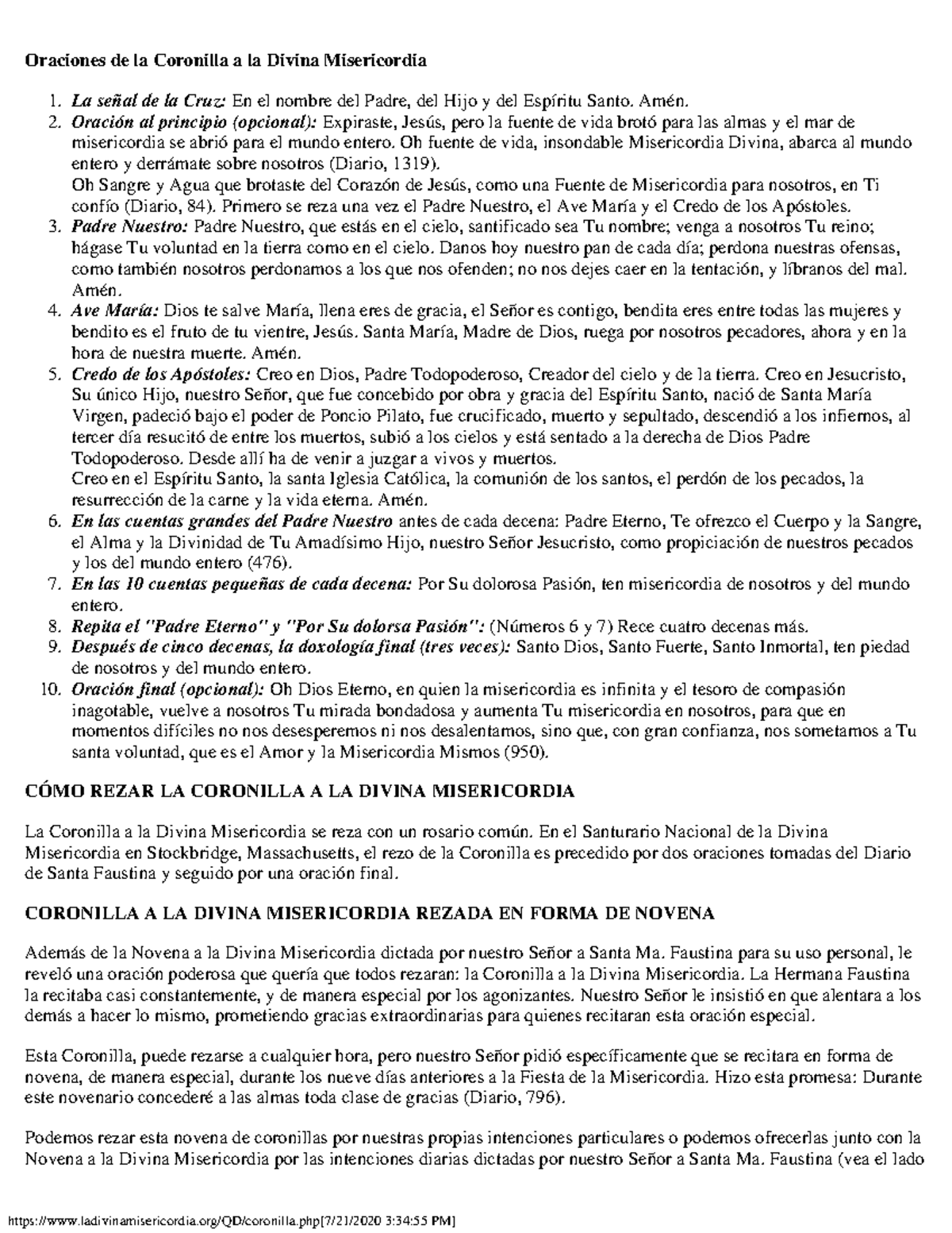 Como Rezar la Coronilla a la Divina Misericordia - Guía Completa - Studocu