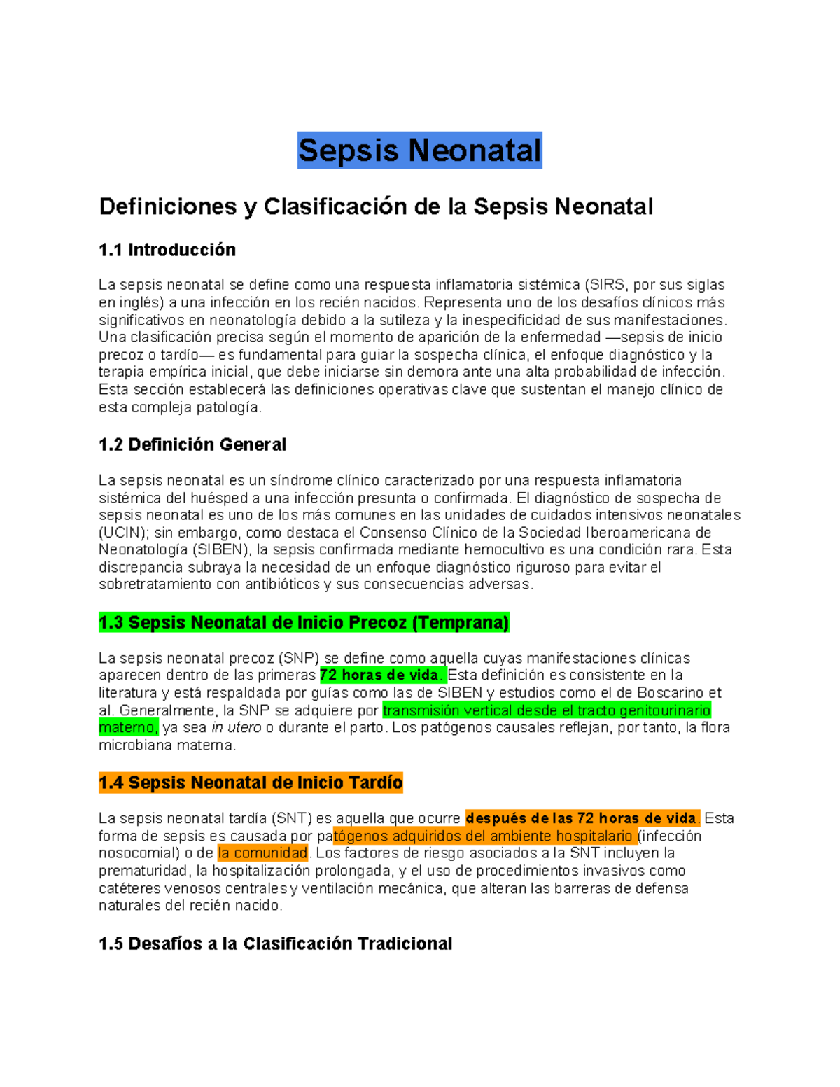 Clasificación y Manejo de la Sepsis Neonatal: Definiciones y Desafíos ...