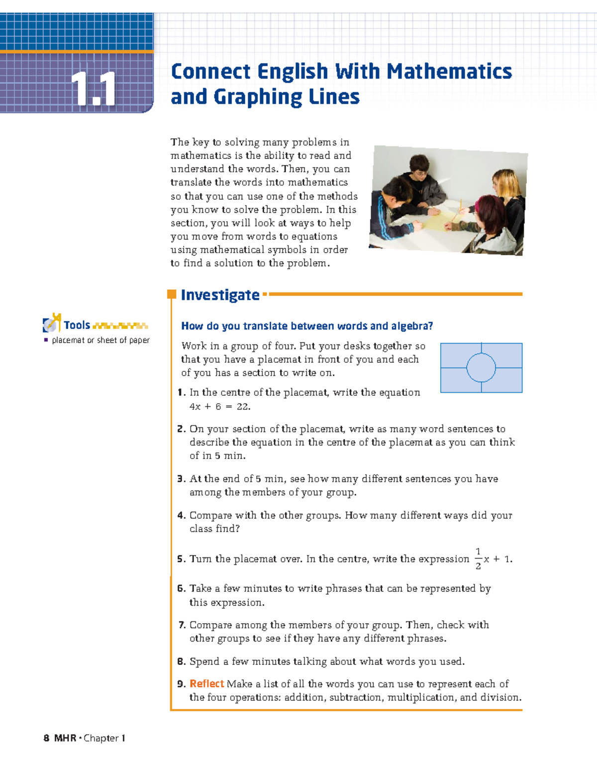 Math 101 - Chapter 1: Translating Words into Algebra and Graphing Lines ...