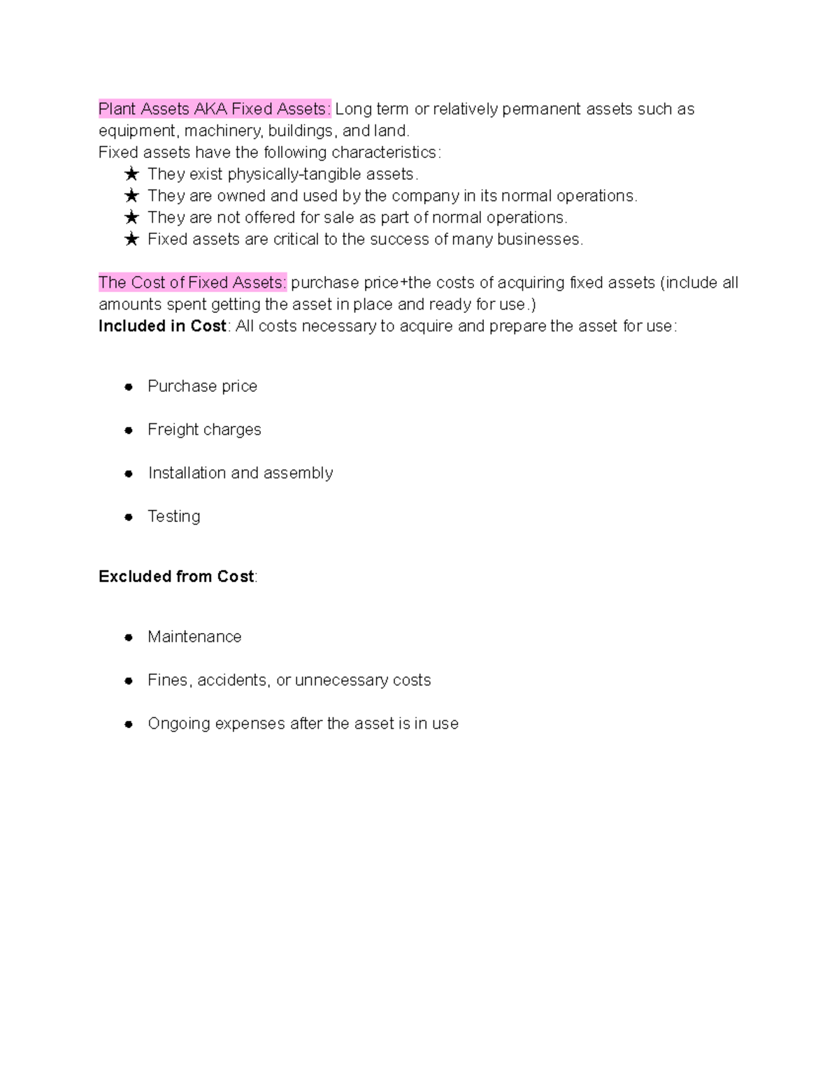 Study Guide for Final Exam: Fixed Assets & Depreciation (ACCT 101 ...
