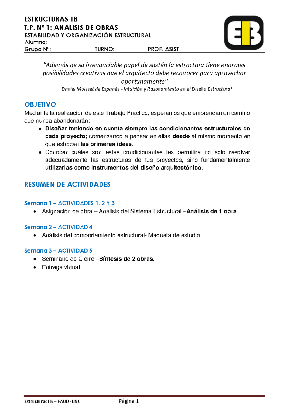 Estructuras 1B T.P. N° 1: Análisis de Obras y Estabilidad Estructural ...