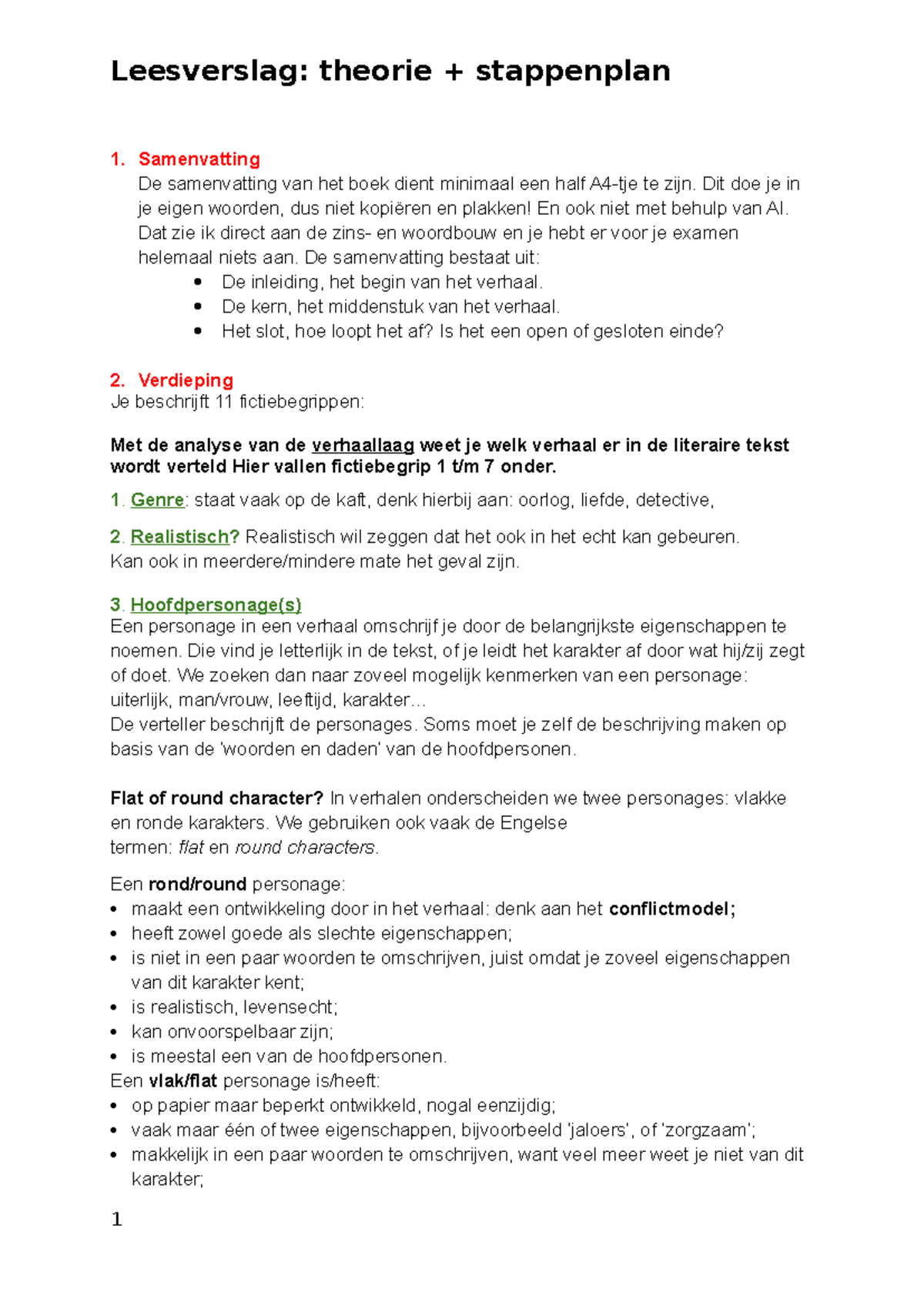 Leesverslag: Theorie Literaire Begrippen en Stappenplan - Studeersnel